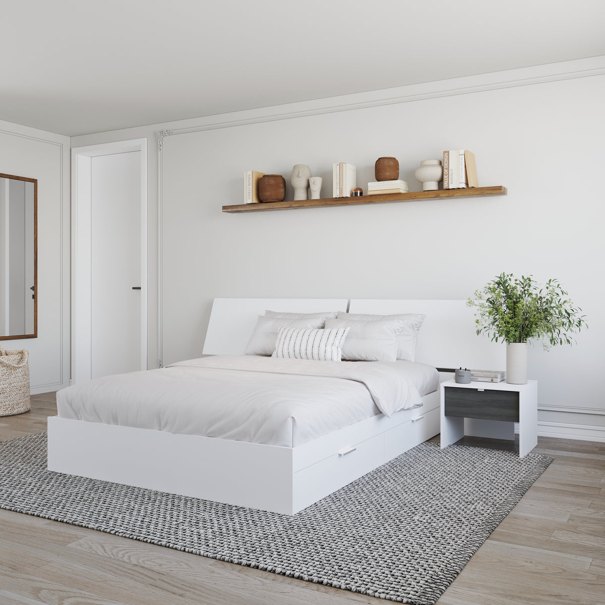 Oslo 3-Piece Dual Storage Bedroom Set,1 Nightstand, Queen ...